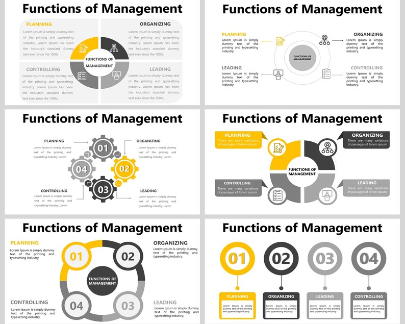 Functions of Management Powerpoint Template, Four Functions of ...