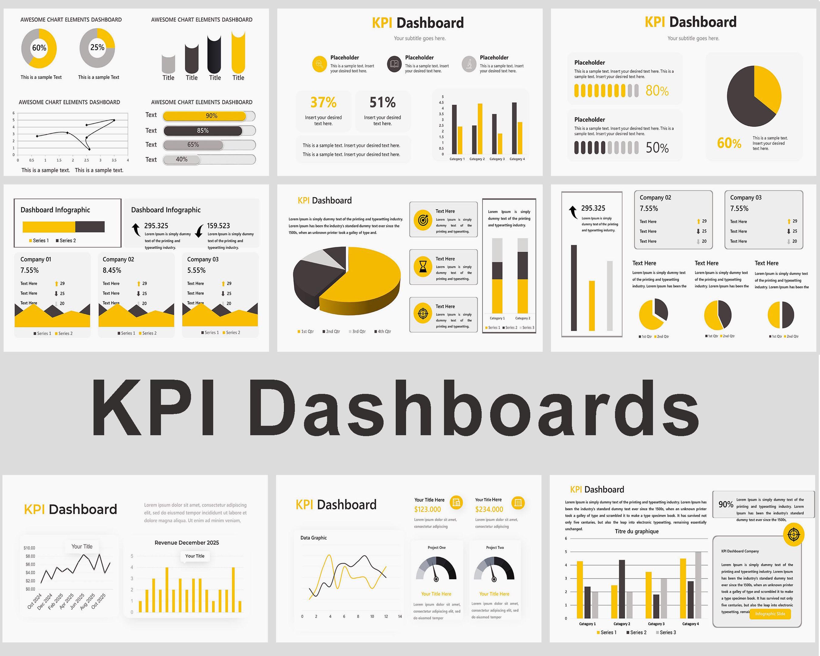 KPI Dashboard Powerpoint Template, KPI Dashboard Kit Powerpoint ...