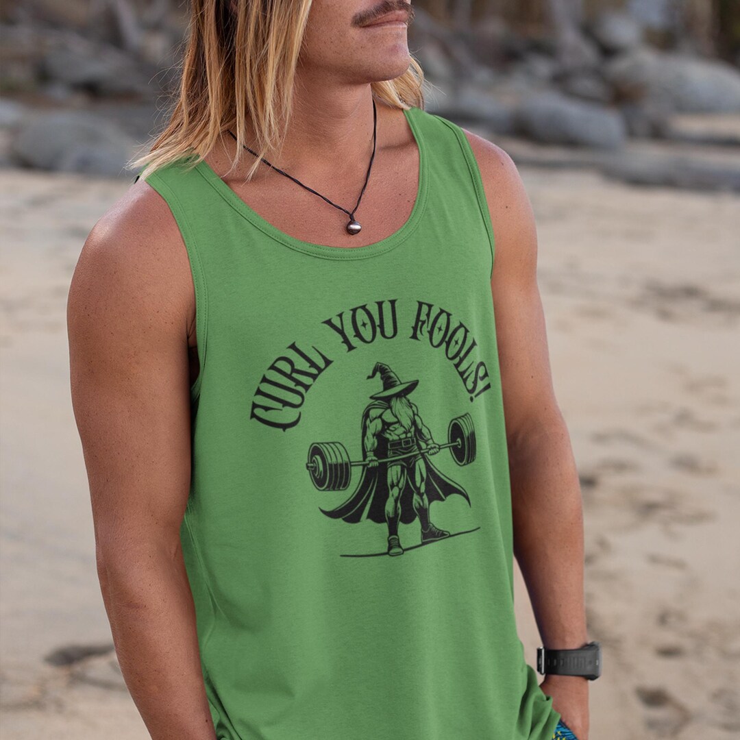 Funny LOTR Parody Tank Top, Summer Muscle Workout Shirt, Gandalf Beach ...
