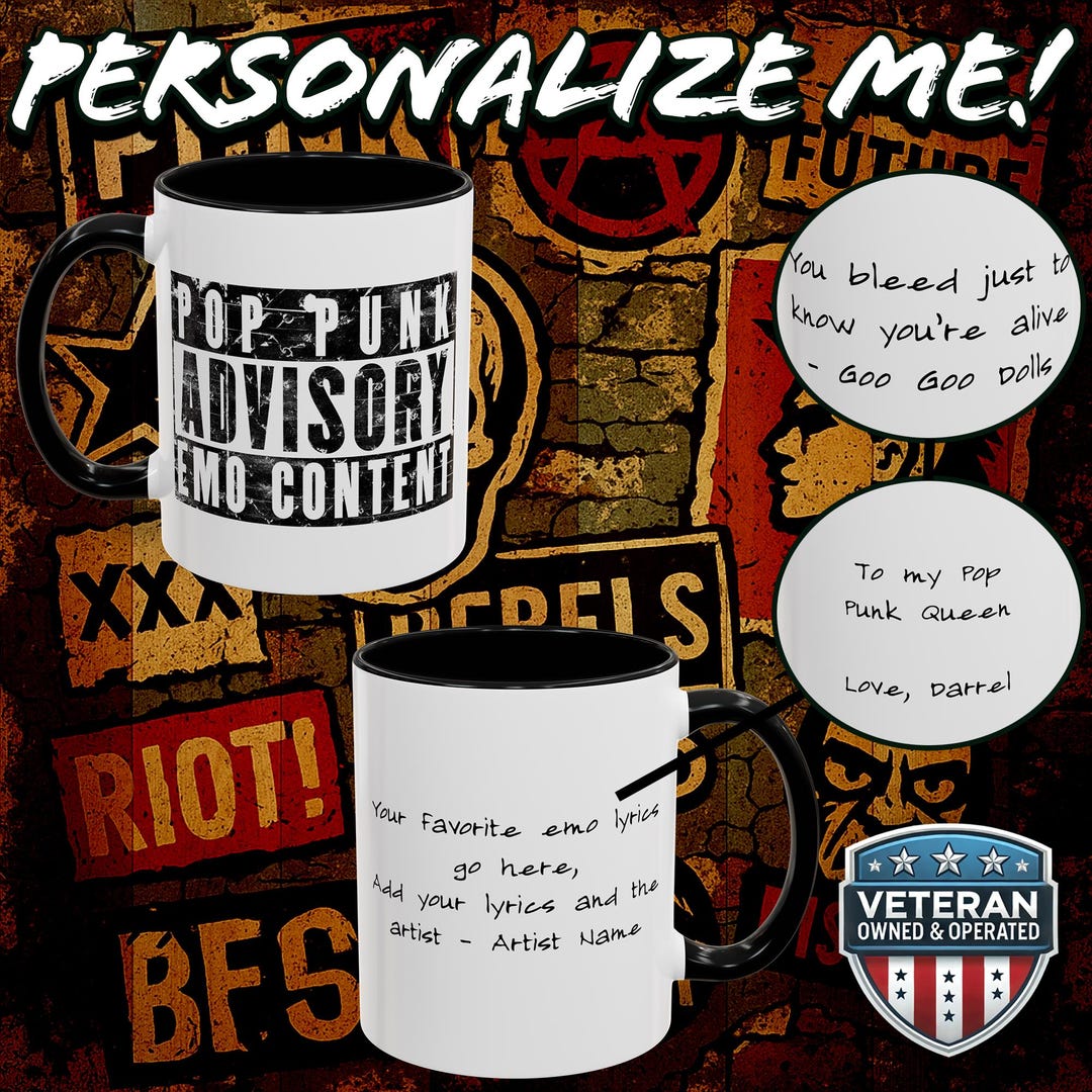 Elder Emo Punk Rock Coffee Mug, Nostalgic Millennial Pop Punk Drinkware ...