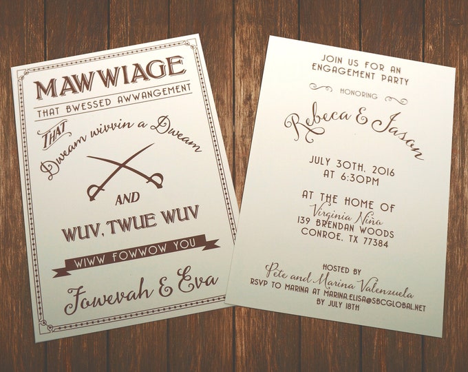 Mawwiage Princess Bride Engagement Party, Bridal Shower, Rehearsal ...