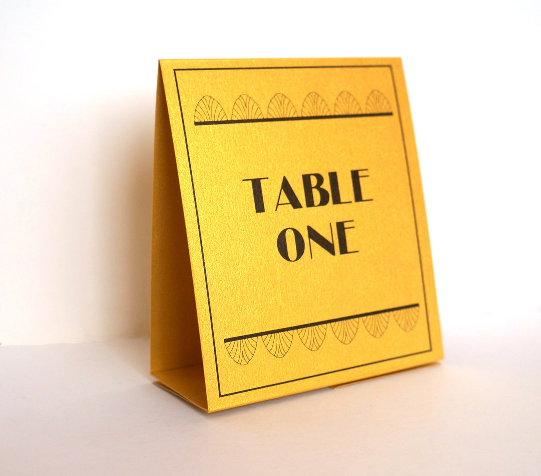 Old Hollywood Art Deco Metallic Gold Table Number, Table Tent Cards ...