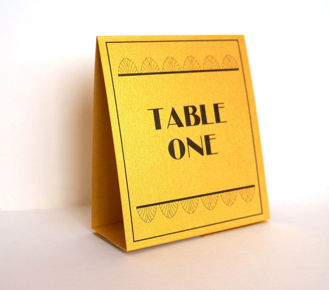 Old Hollywood Art Deco Metallic Gold Table Number, Table Tent Cards ...
