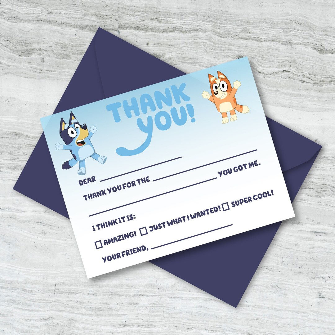 Printable Fill in the Blank Bluey and Bingo Thank You Note for Kids ...