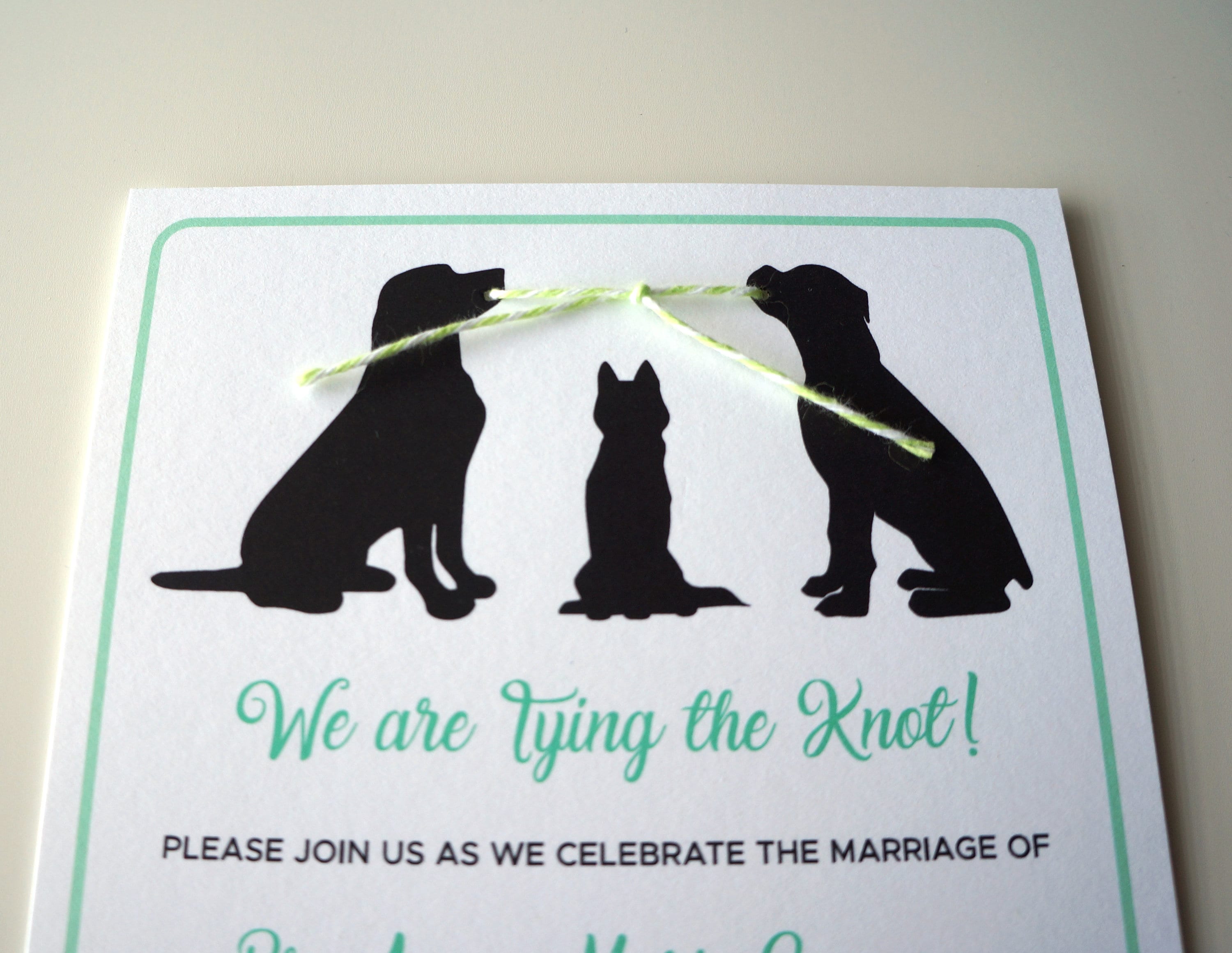 Dogs Tying the Knot Wedding Invitations Custom Dog Wedding : - Etsy