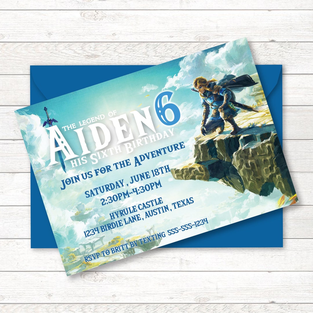 Zelda Tears of the Kingdom Personalized Birthday Invitation : Kid ...