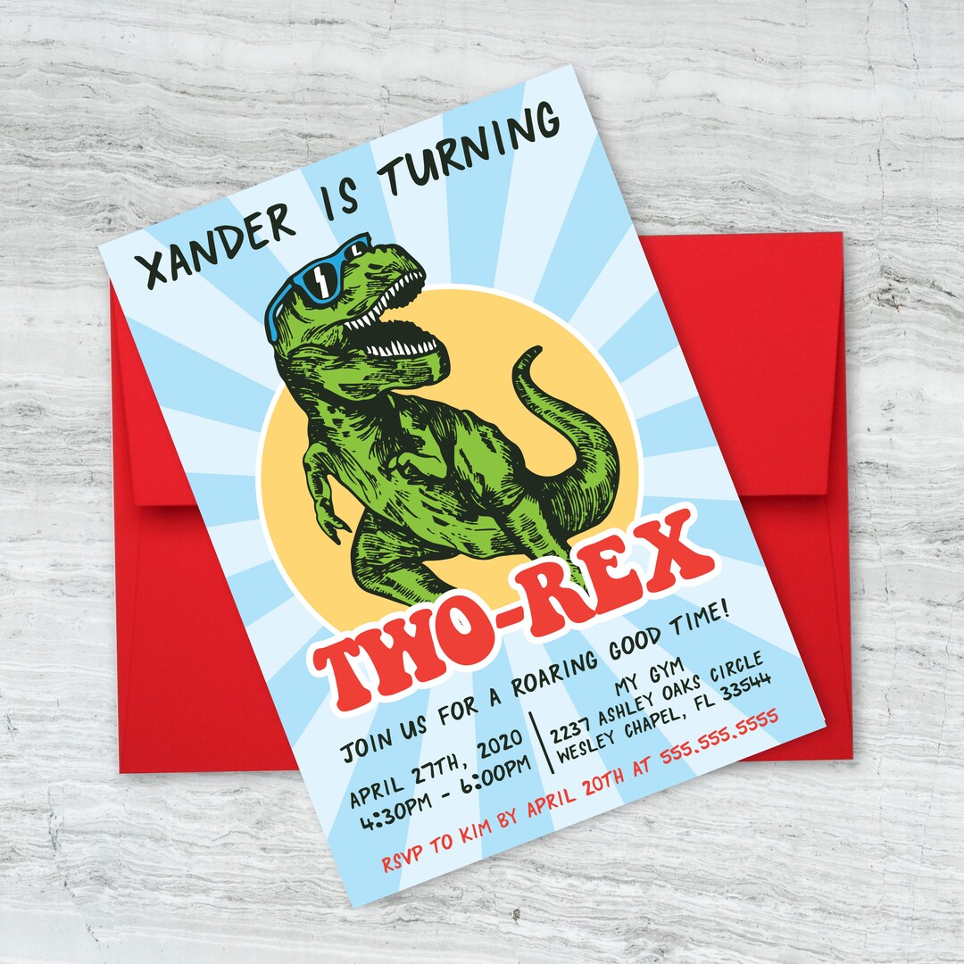 Dinosaurio T-Rex con tonos invitación de cumpleaños de - Etsy México