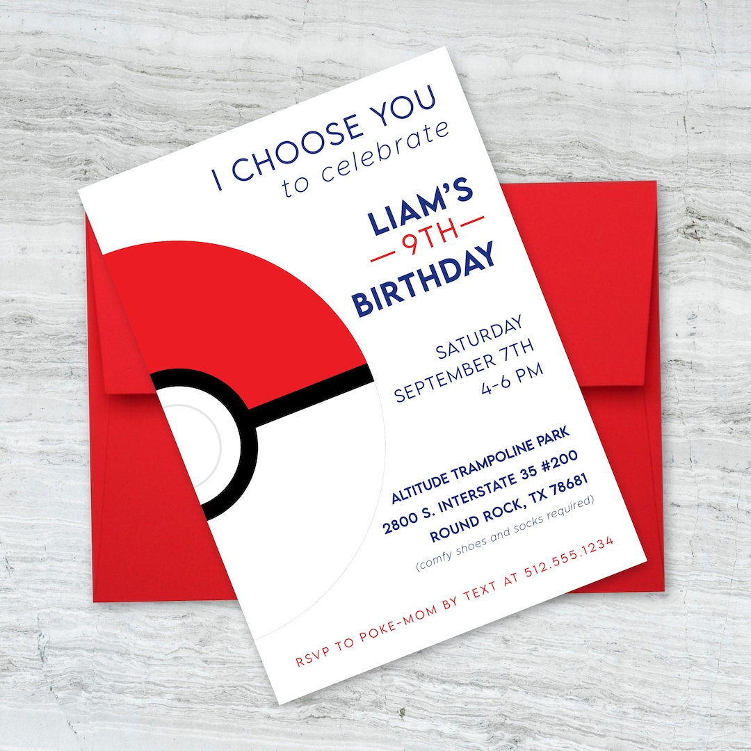 Pokémon Birthday Invitation With Pokéball : Printable DIGITAL DESIGN - Etsy