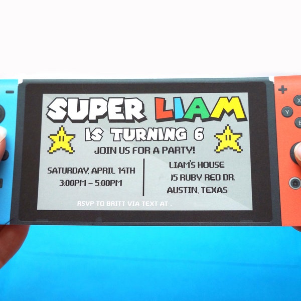 Nintendo Switch Invitation - Etsy