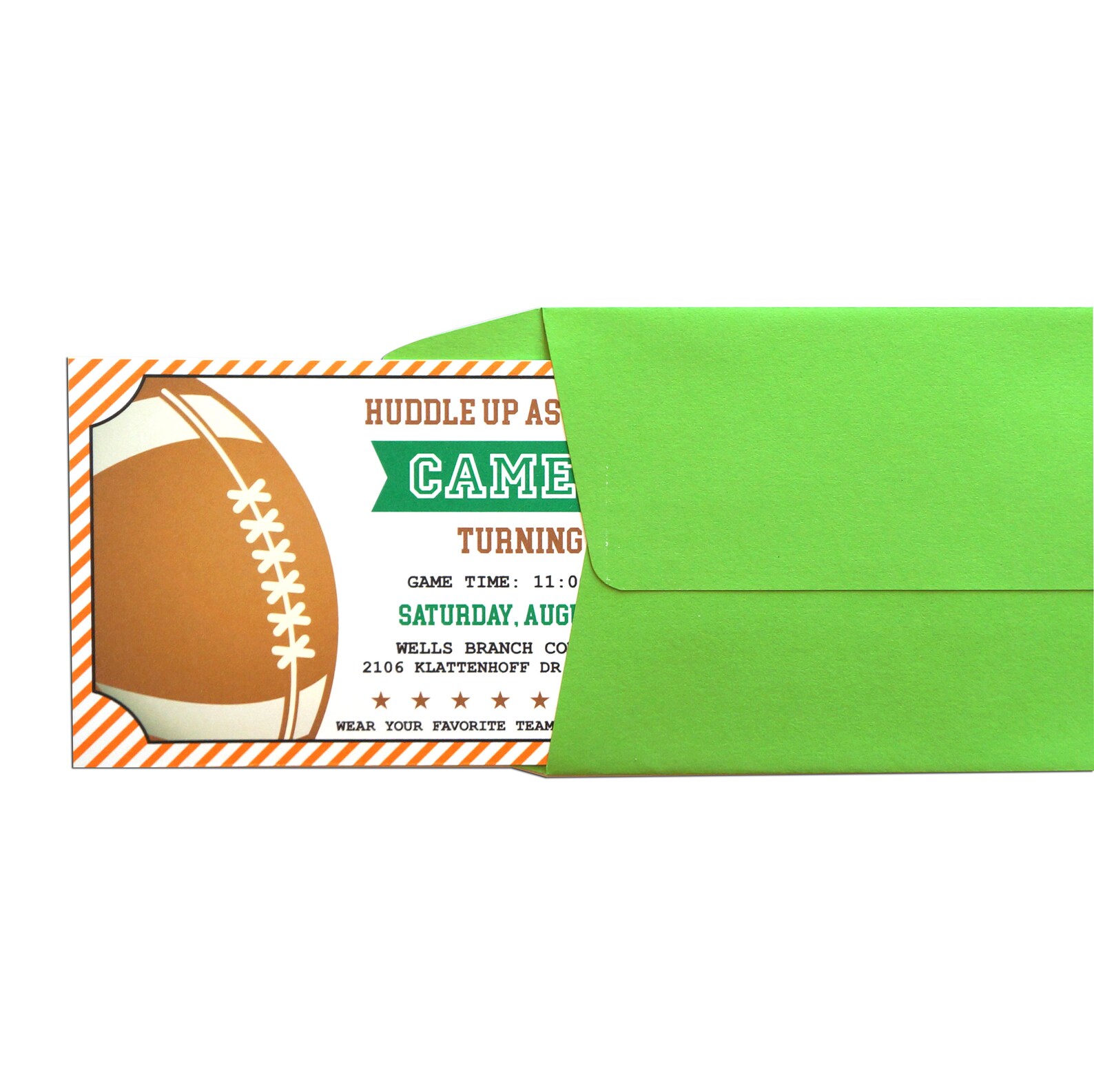 Football Game Sports Ticket Birthday Invitation, Personal Your Team ...