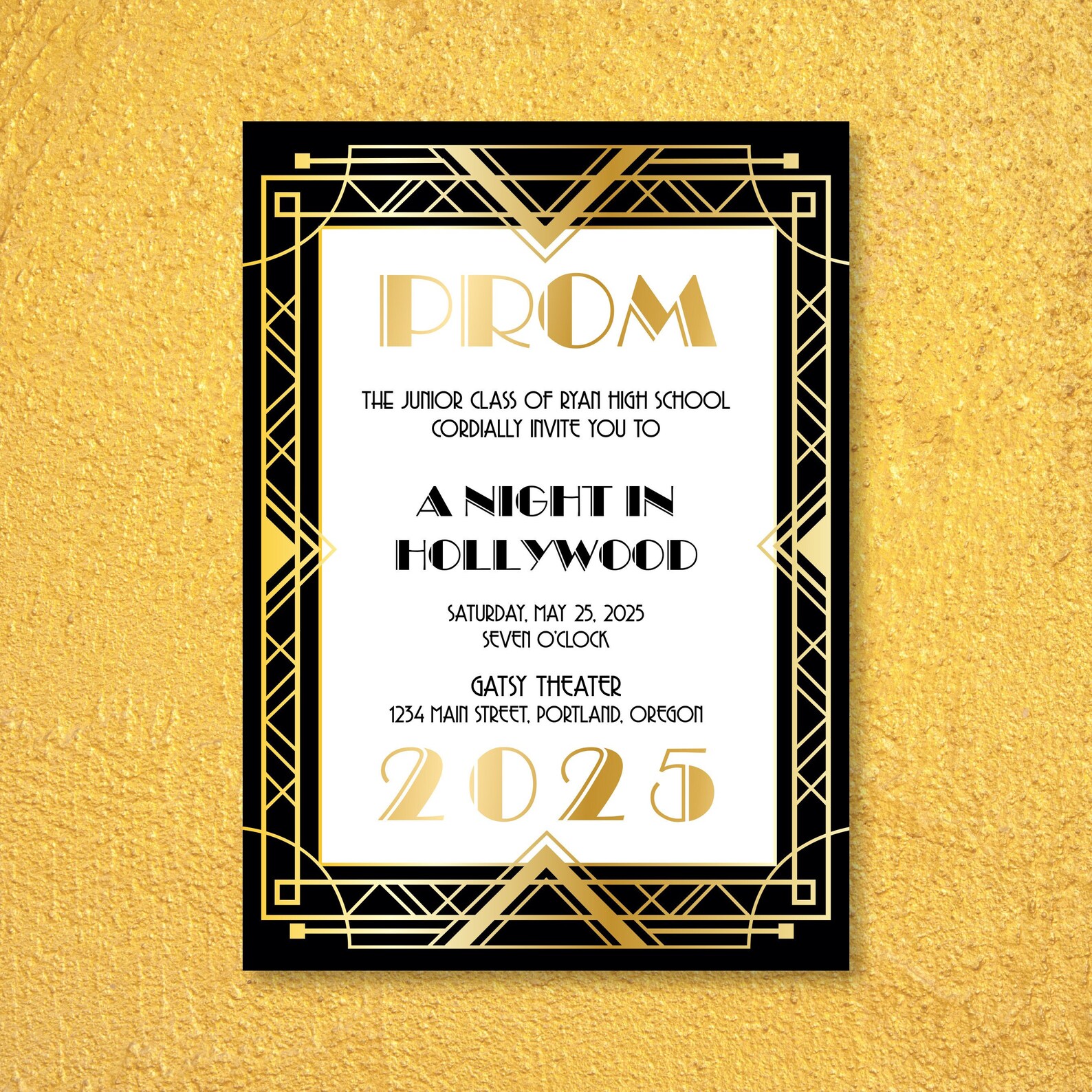 Art Deco Great Gatsby Old Hollywood Prom Invitation PRINTABLE DIGITAL ...