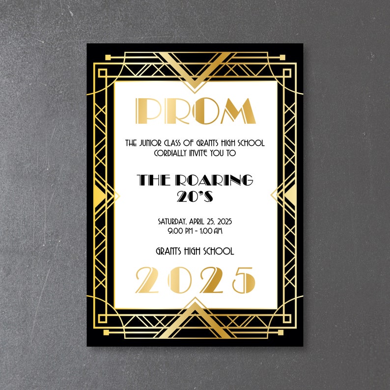 Art Deco Great Gatsby Old Hollywood Prom Invitation PRINTABLE - Etsy