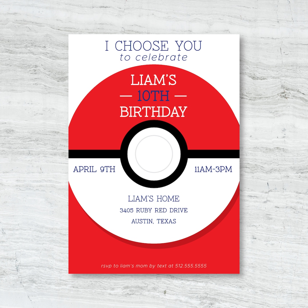Pokémon Birthday Invitation With Pokéball : Printable DIGITAL - Etsy