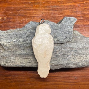 Ivory Clay Conure Parrot Pendant With Opal - Handmade Parrot Necklace ...