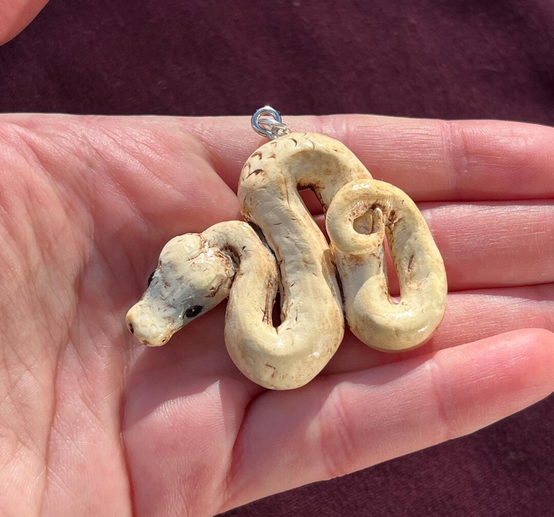 Ivory Clay Python Pendant - Handmade Ball Python Necklace, Boho Snake Jewelry - Etsy