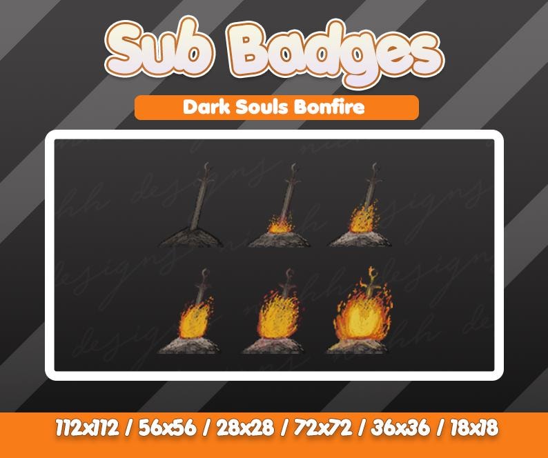 Pixel Dark Souls Bonfire Twitch Badges: Stream Sub Badges - Etsy