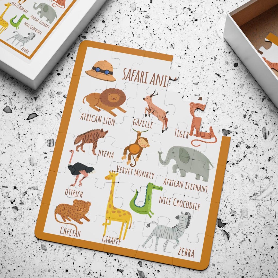 Safari Animals Puzzle, Educational Puzzle for Kids, 30 Piece Jigsaw ...