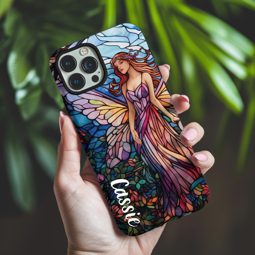 Personalized Stained Glass Fairy Phone Case, Fantasy Phone Case, Custom ...