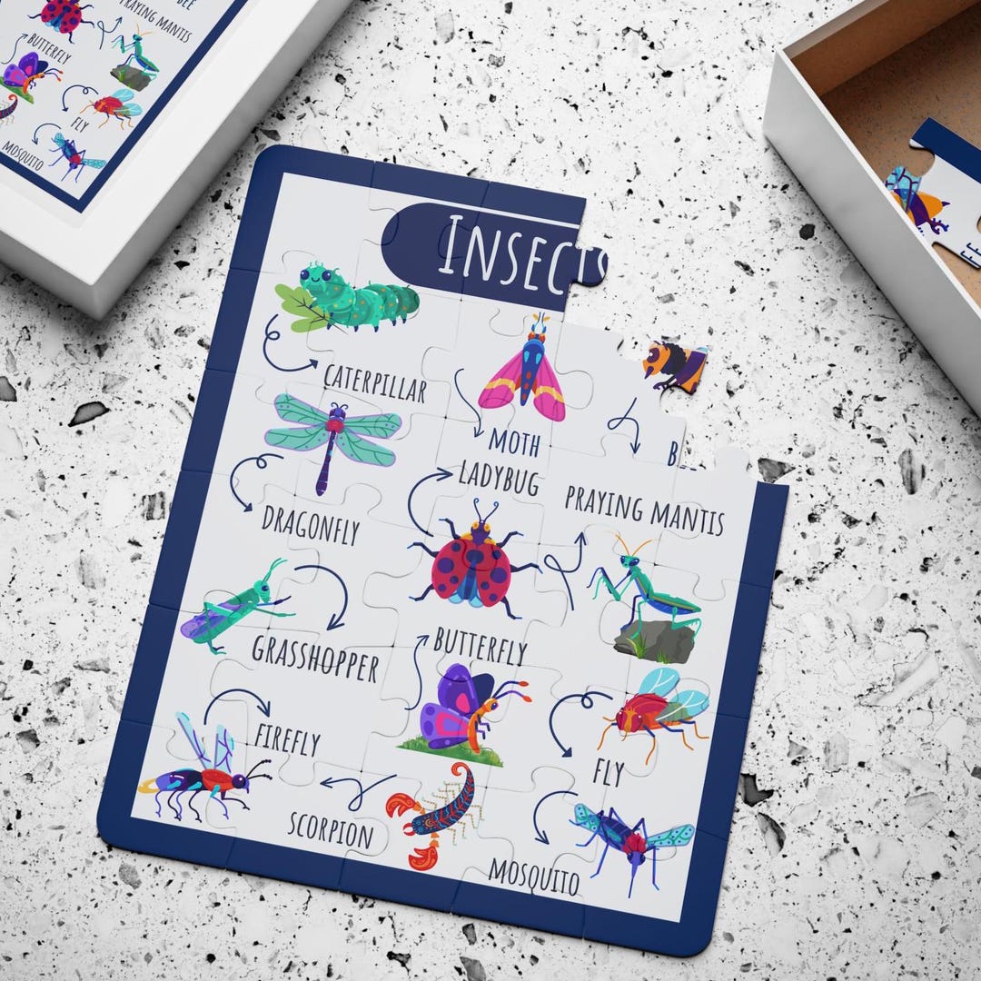 Insects Puzzle, Educational Puzzle for Kids, 30 Piece Puzzle, Learning ...