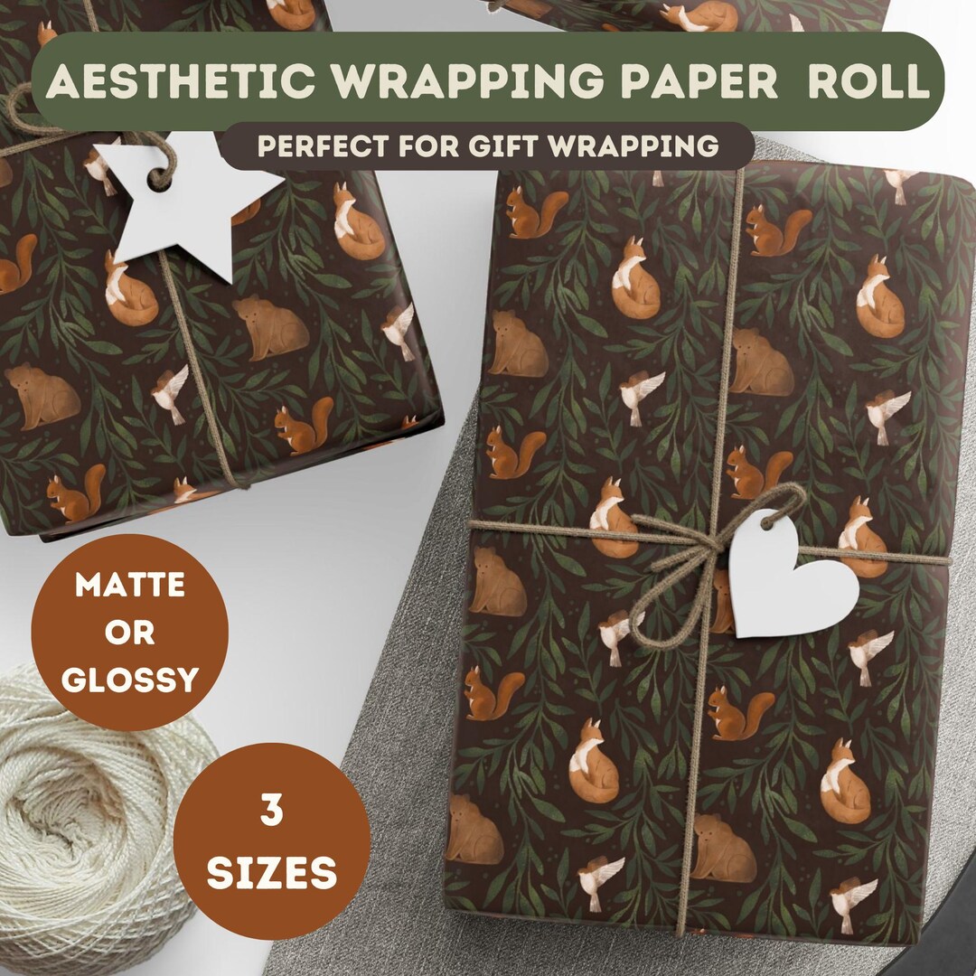 Woodland Animal Wrapping Paper, Forest Gift Wrap, Cute Fox, Bear ...