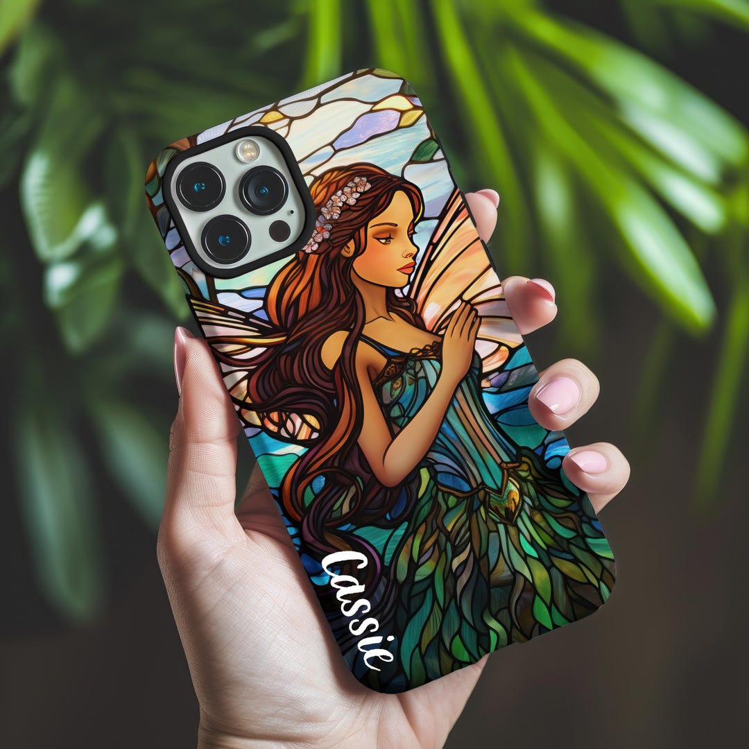 Personalized Stained Glass Fairy Phone Case, Fantasy Phone Case, Custom ...