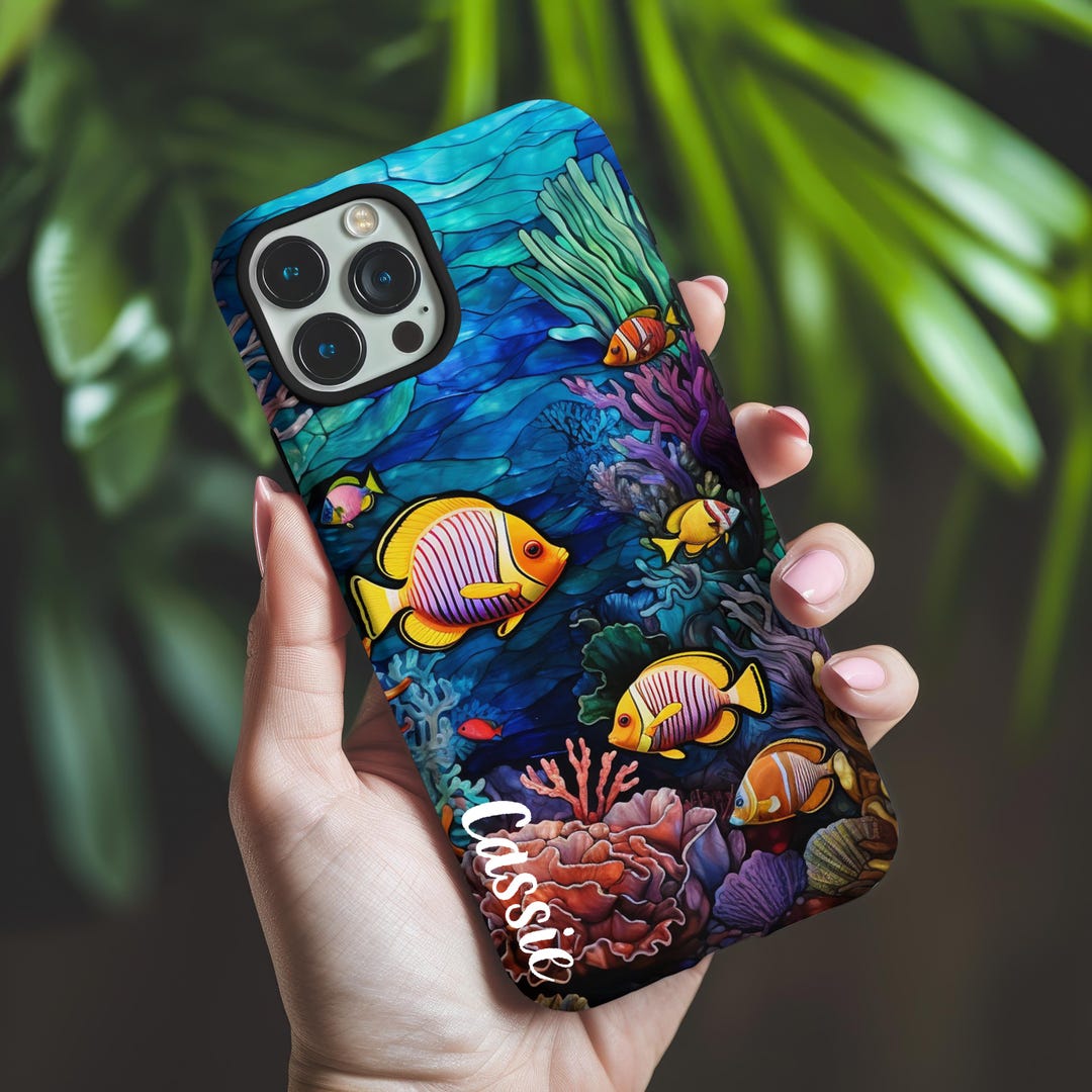 Personalized Stained Glass Ocean Phone Case, Sea Phone Case, Gift for ...