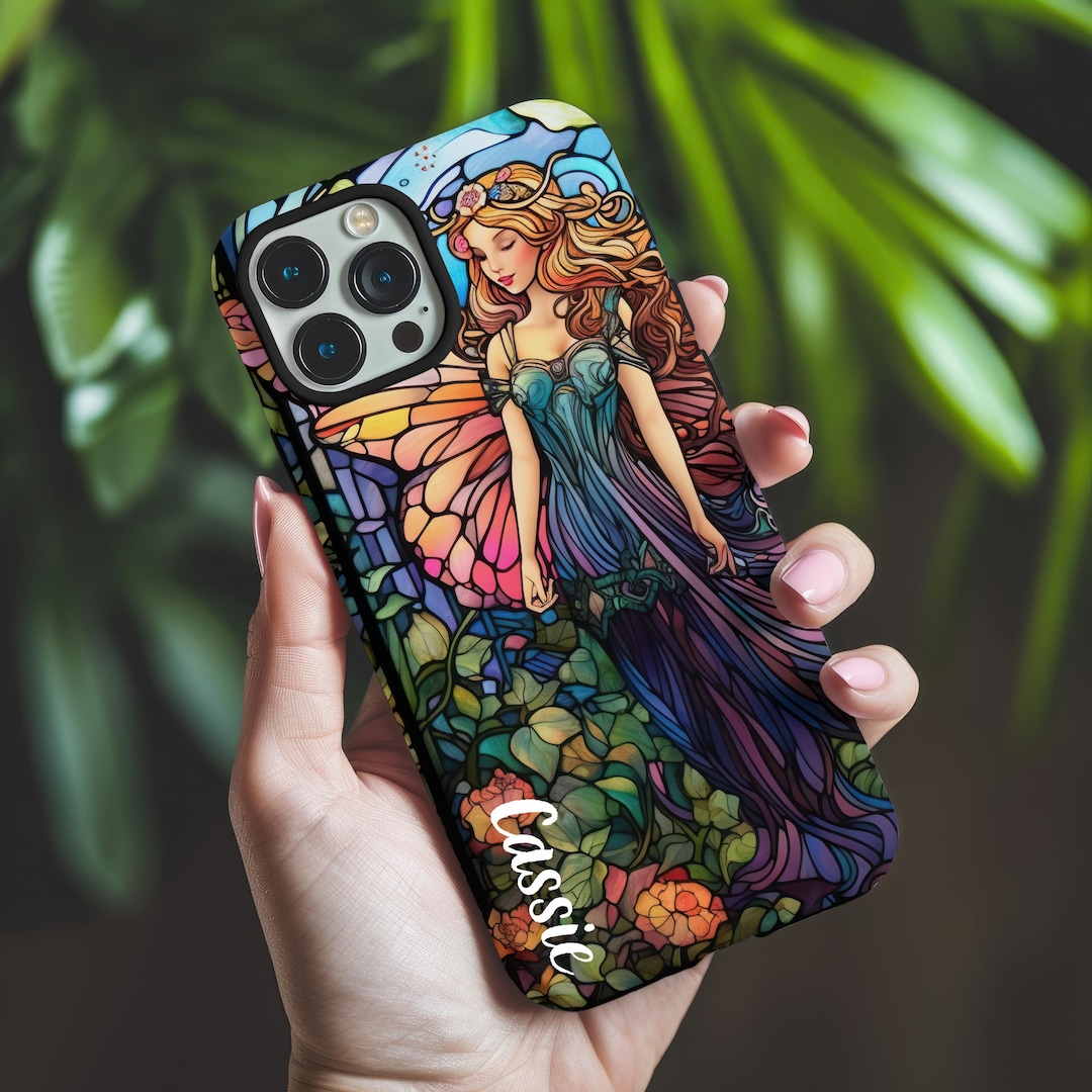 Personalized Stained Glass Fairy Phone Case, Fantasy Phone Case, Custom ...