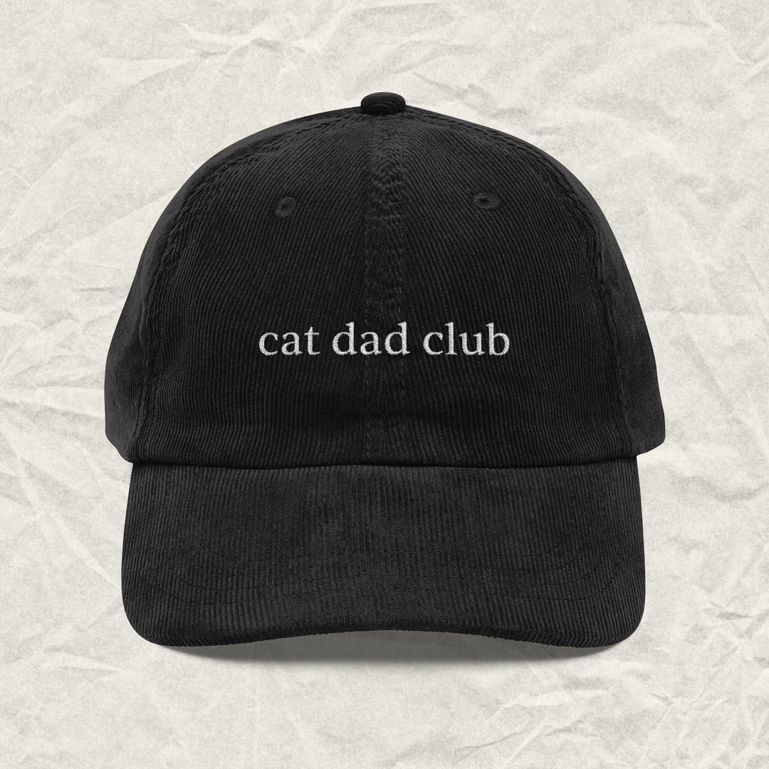Cat Dad Club Hat, Embroidered Corduroy Dad Hat for Cat Lovers, Funny ...