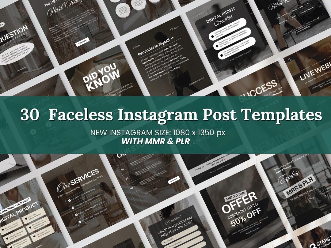 30 Faceless Instagram Post Templates_mrr, Faceless Instagram Post ...