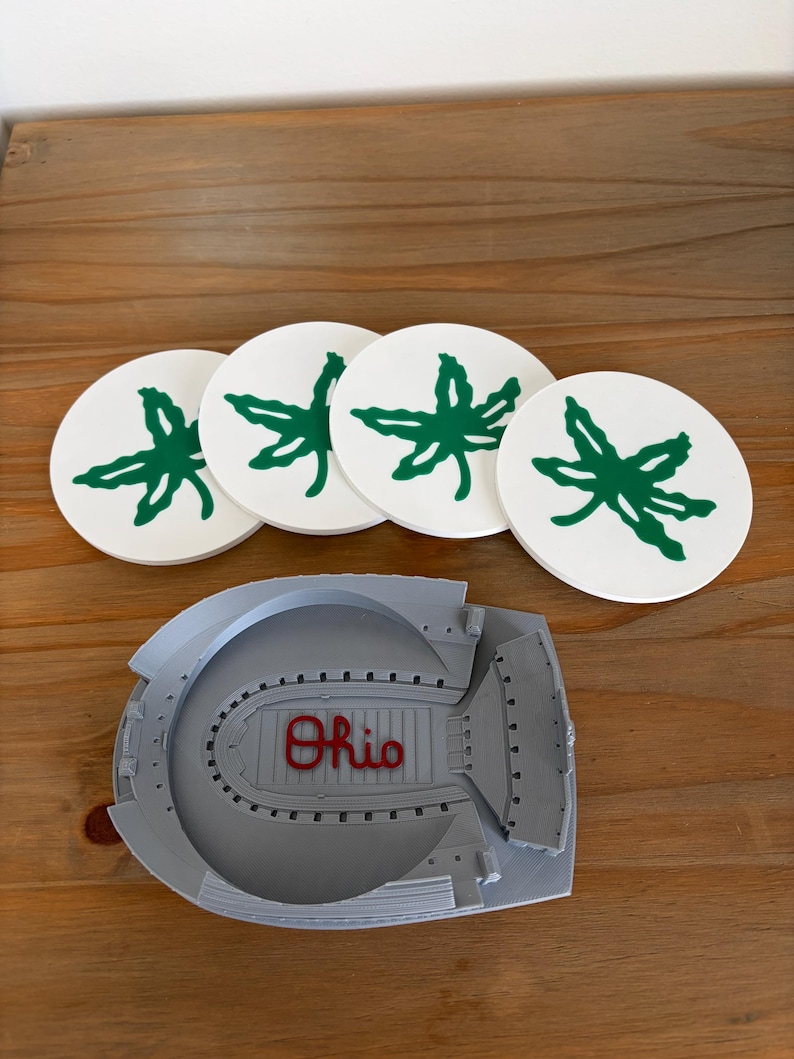 Ohio Stadium Buckeye Leaf Coaster Set! - Earn Your Buckeye Leaves! - Etsy