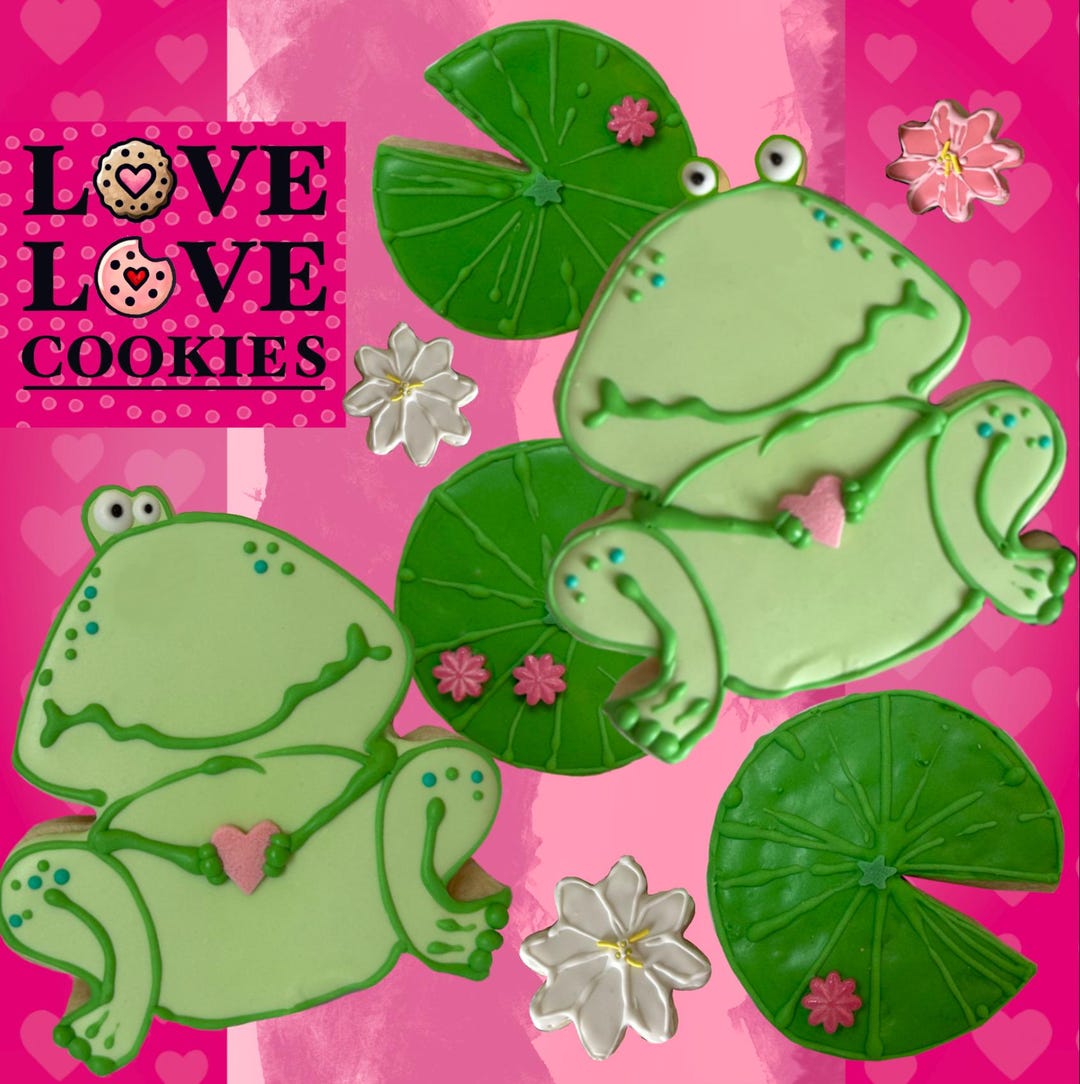 Frog Sugar Cookies –9 Frogs 3 Lily Pads- Pack Cute Party Favors for ...