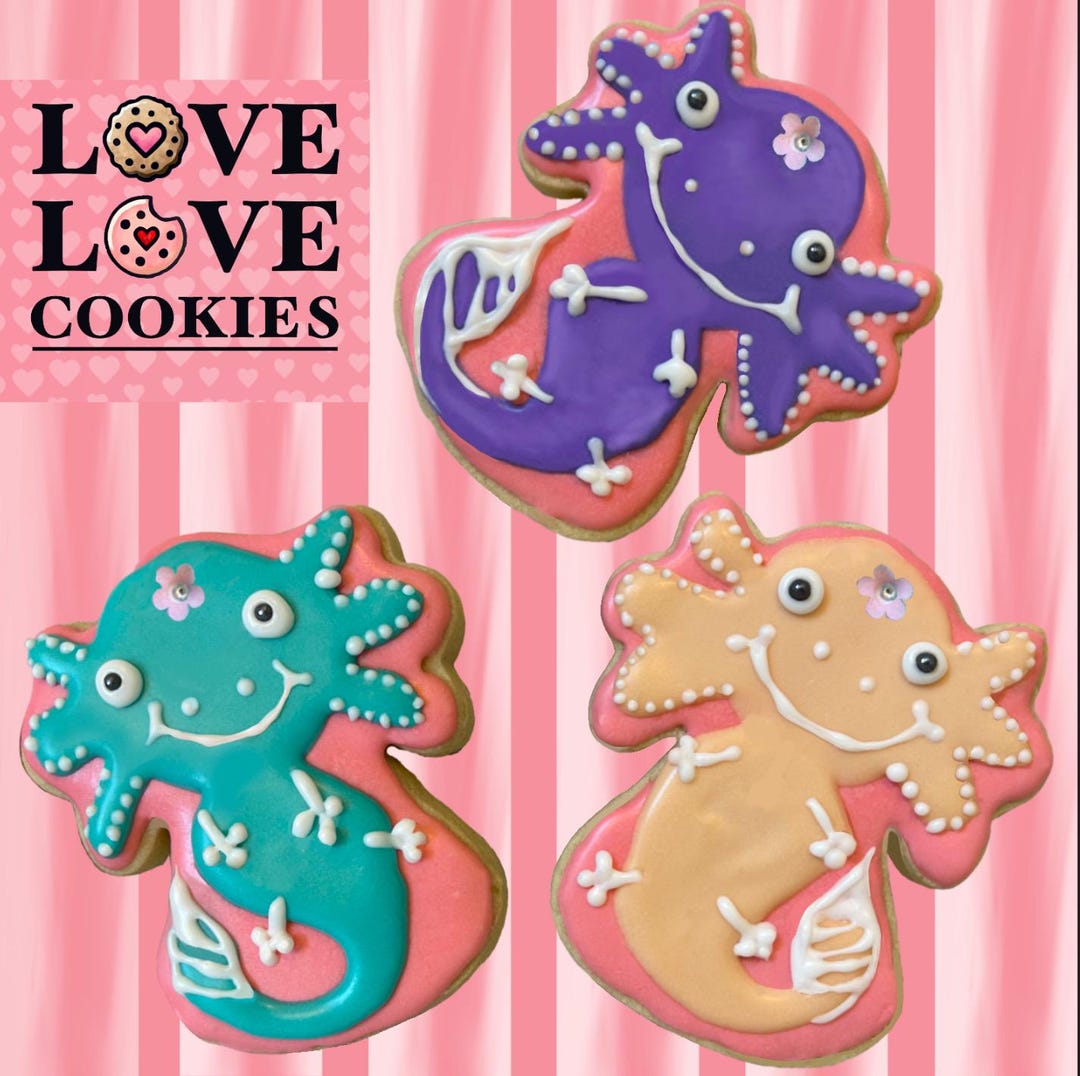 Axolotl Cookies-set of 8 Adorkable Iced Sugar Cookies. Order Now They ...