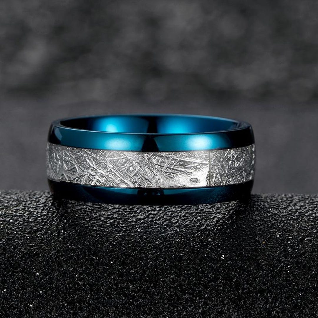 Crown Tungsten Ring, 8MM Meteorite Inlay - Etsy
