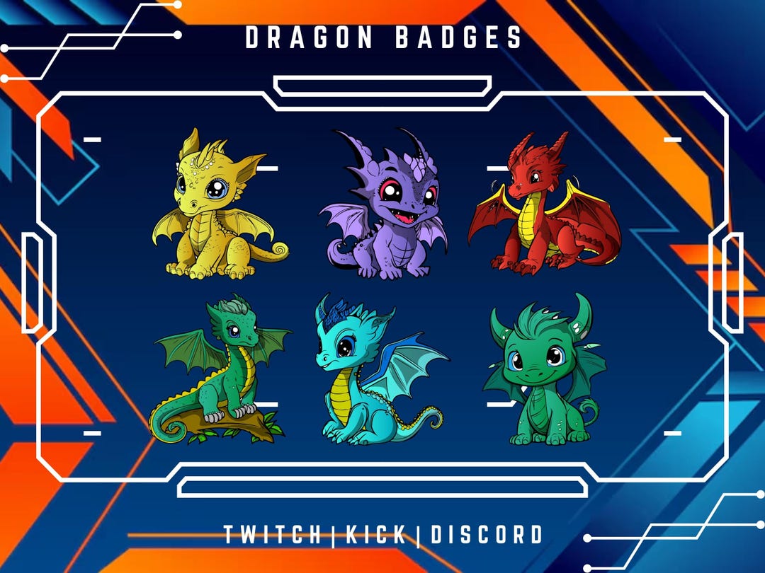 6 Twitch Dragon Sub Badges | Sub & Bit Badges | Twitch Animal Badges ...