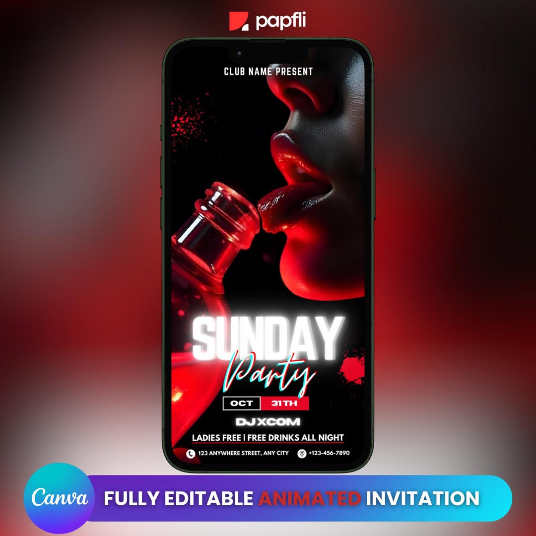 Animated Club Flyer Template for Canva, Motion DJ Party Evite for ...