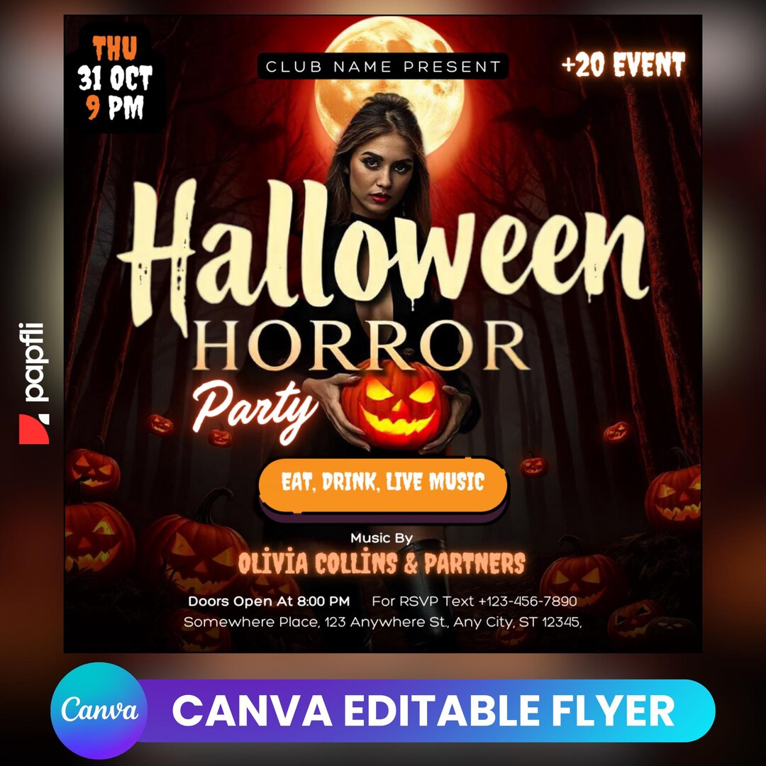 Editable Halloween Party Flyer | Spooky Social Media Template | DIY ...