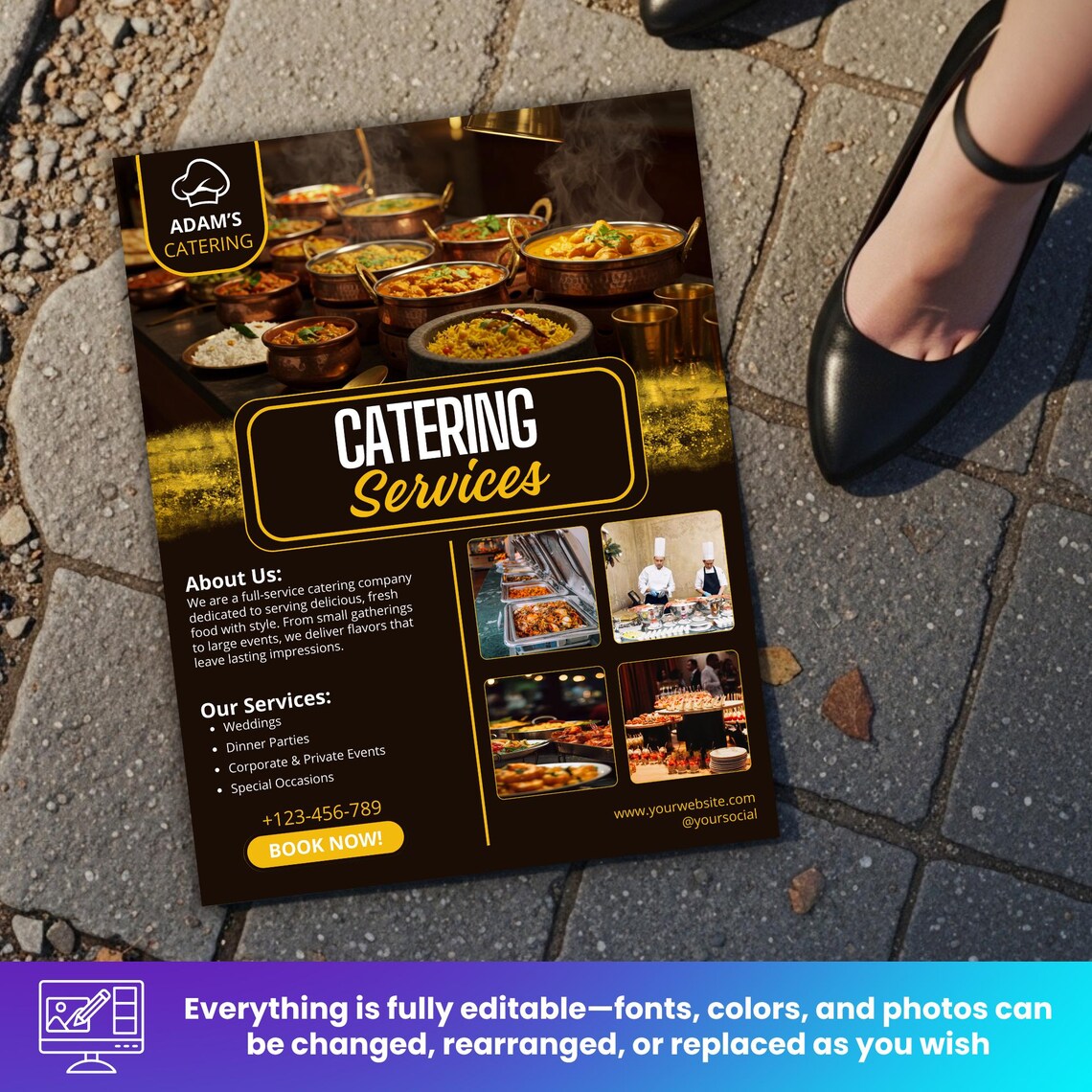Catering Services Flyer, Editable Flyer Template, Food Catering Flyer ...