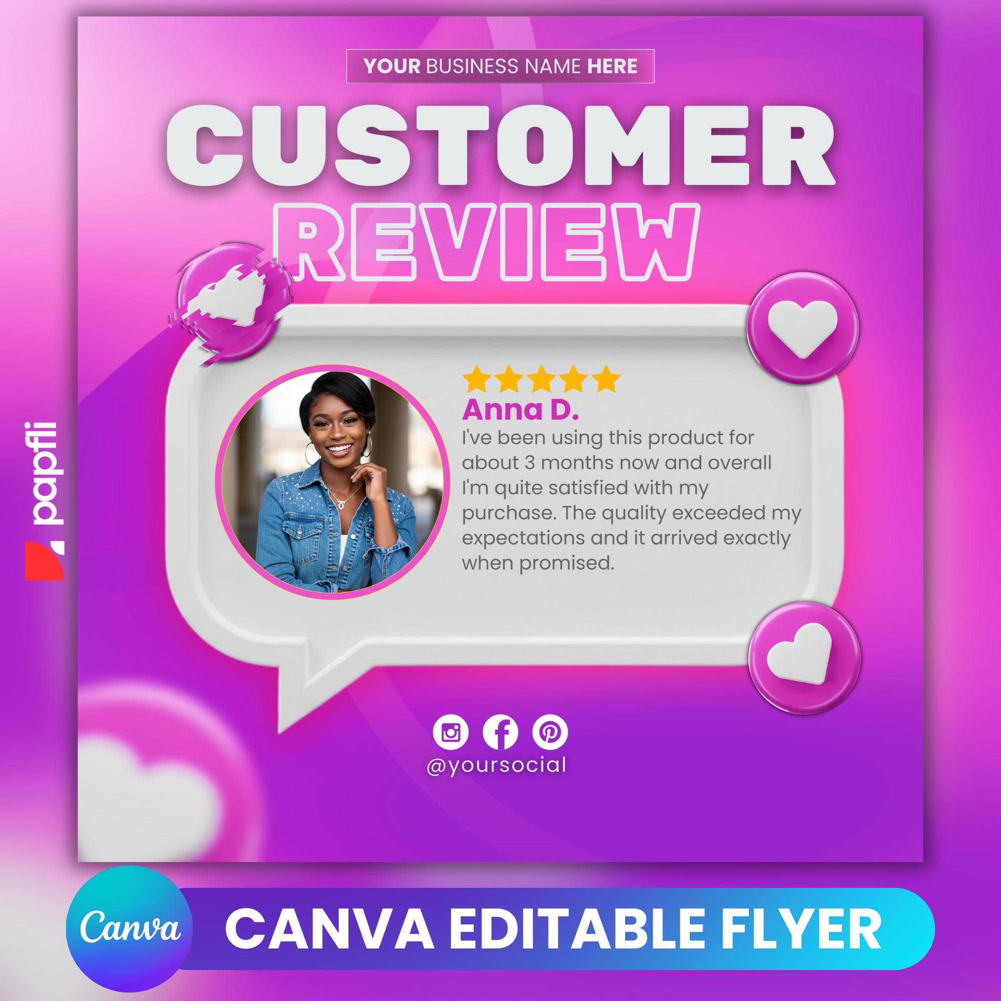 Editable Customer Review Flyer Template: Beauty, Boutique, Salon ...