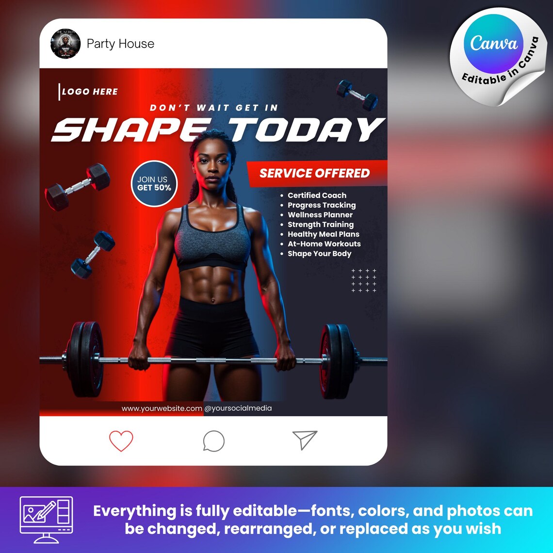 Personal Trainer Flyer Template: Editable Gym Fitness Ad (canva ...