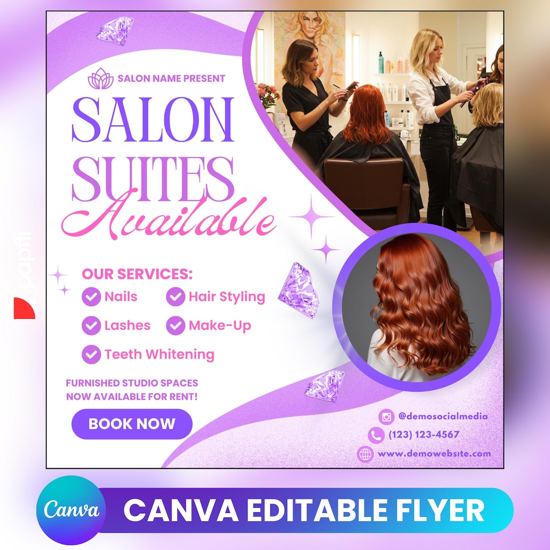 Salon Suites Available Flyer Template, Editable Flyer, Salon Suites for ...