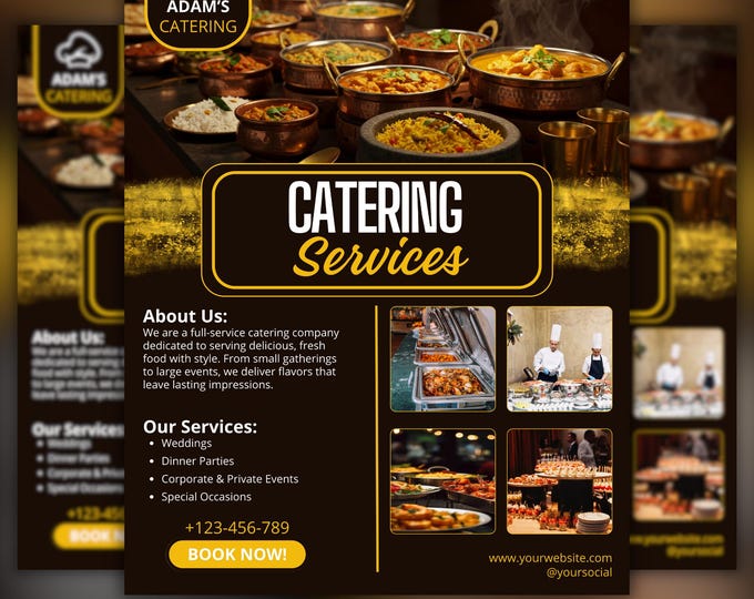 Catering Services Flyer, Editable Flyer Template, Food Catering Flyer ...