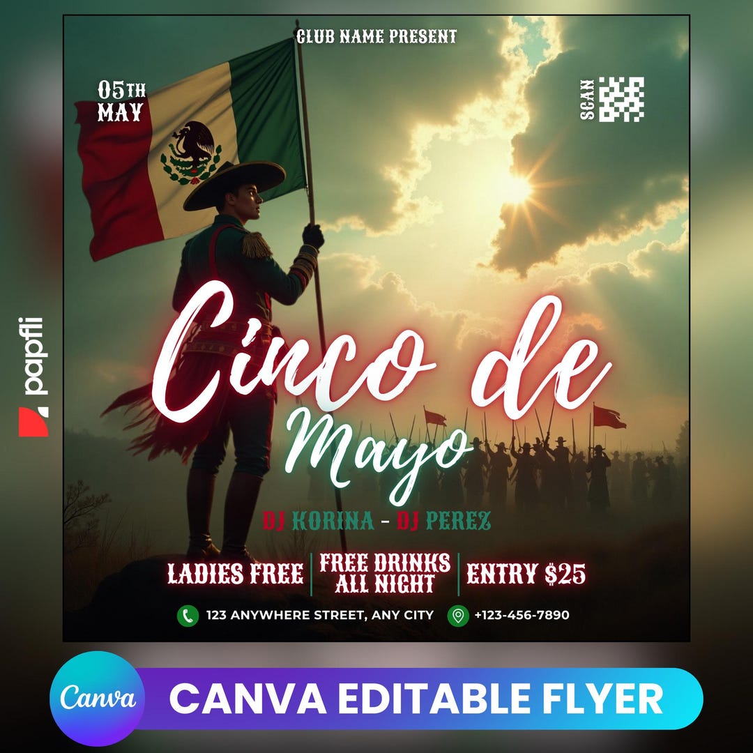 Cinco De Mayo Club Flyer Template: Editable Event Invite (canva) - Etsy