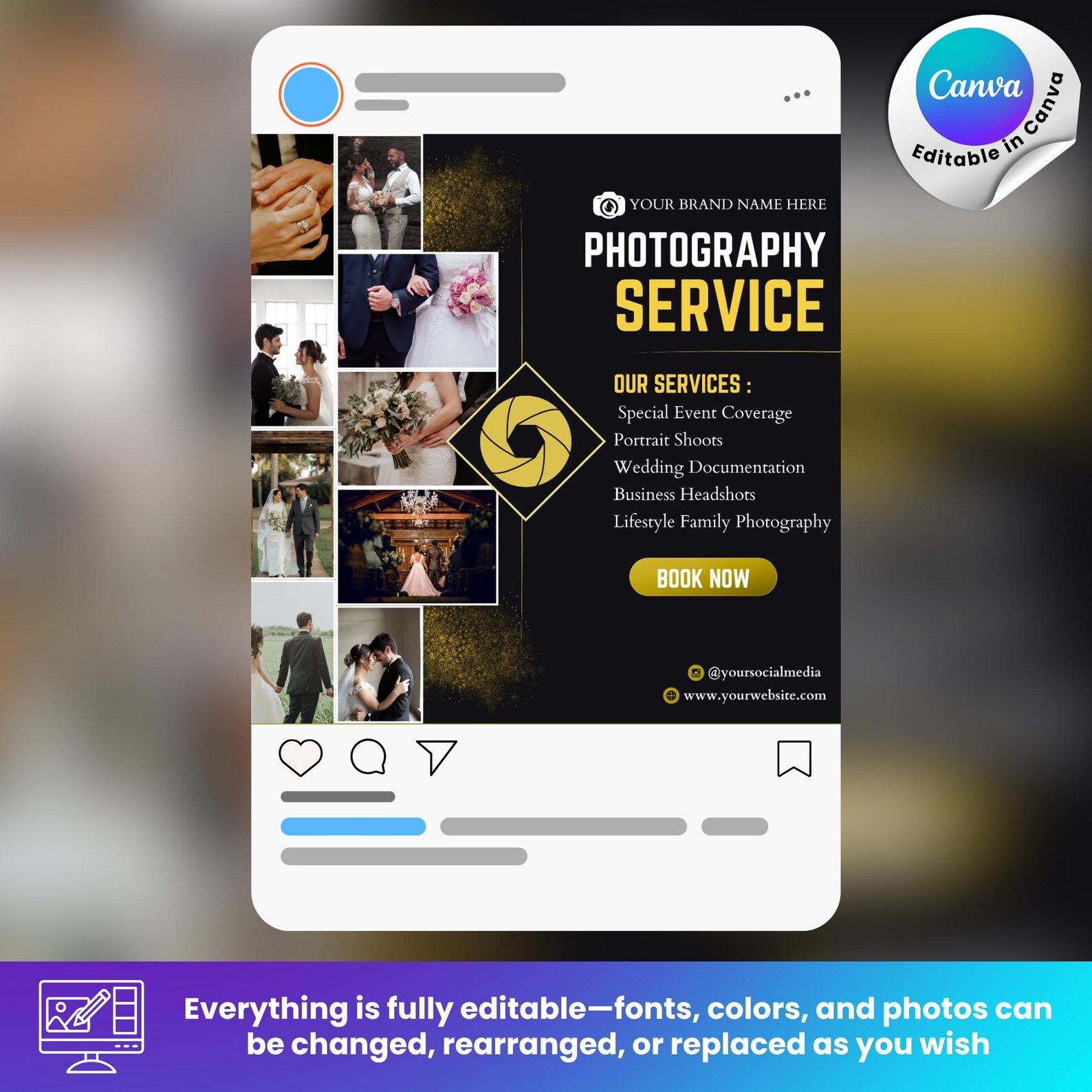 Photography Services Flyer, Editable Flyer, Professional Photographer ...