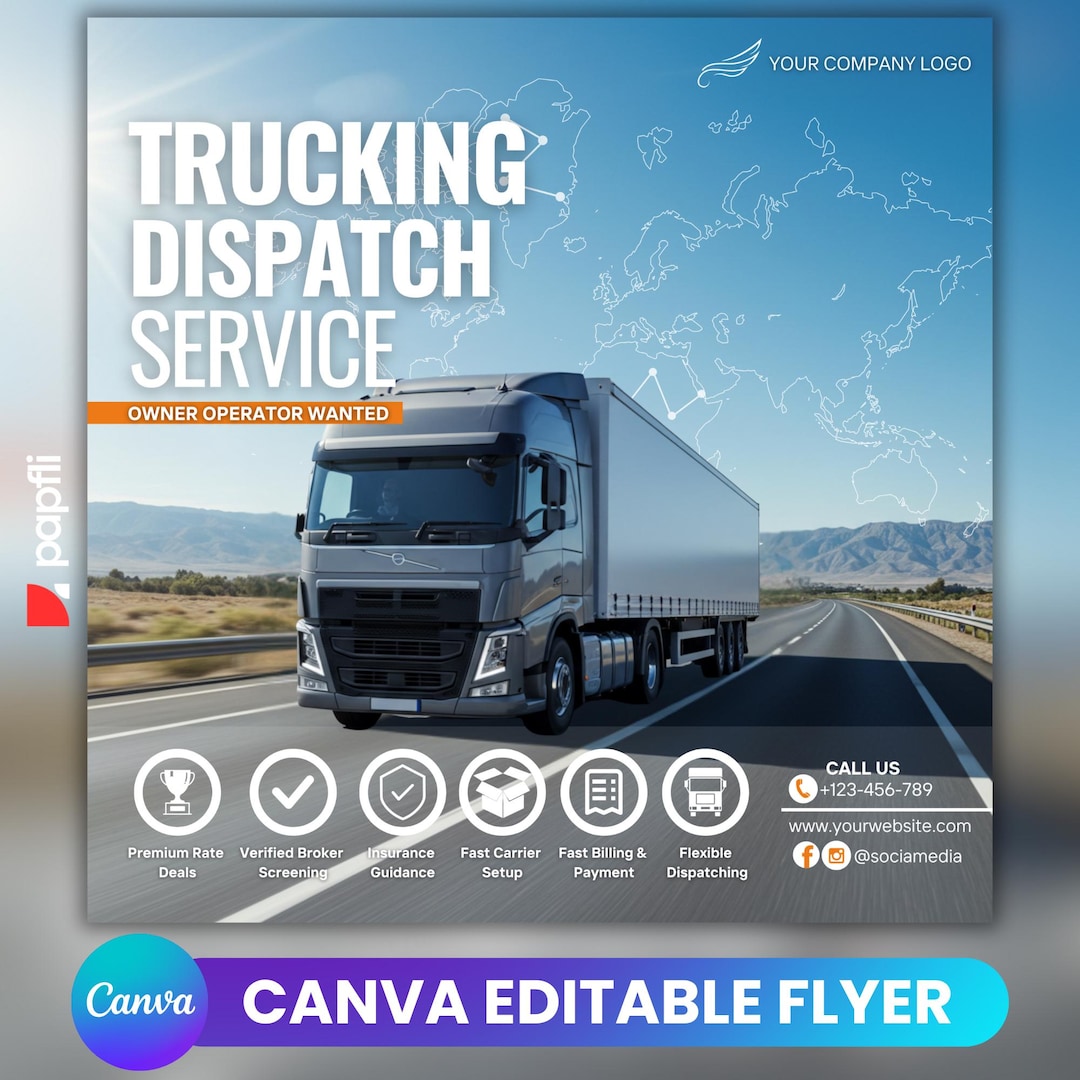 Truck Services Flyer, Editable Flyer Template, Trucking Dispatch Flyer ...