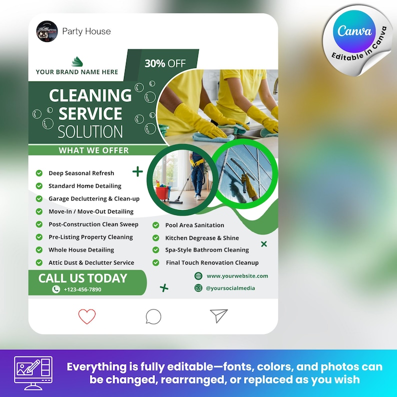 Editable Cleaning Service Flyer: Maid & Janitorial Business Template ...
