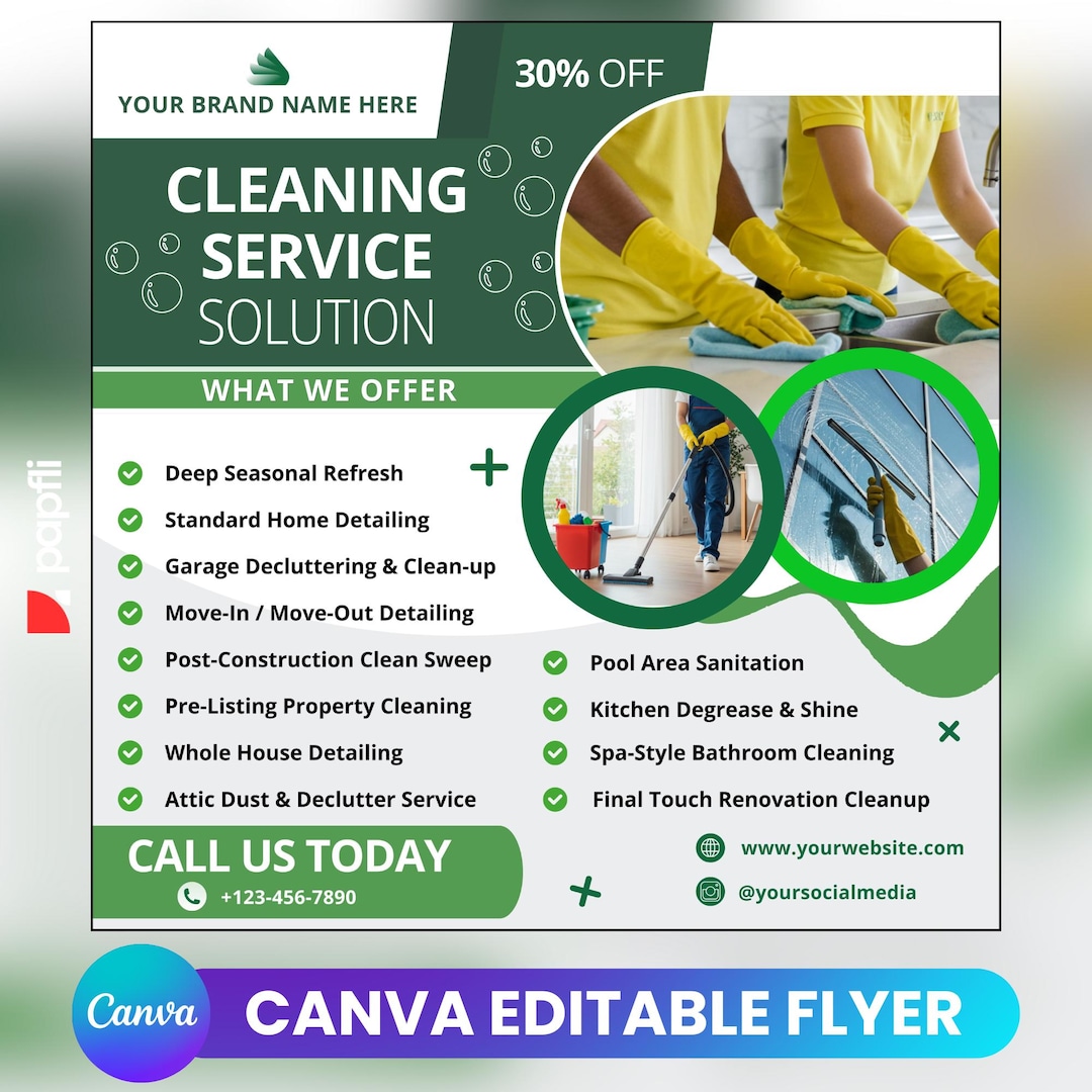 Editable Cleaning Services Flyer Template, Professional Maid and Janitorial Flyer,premade House ...