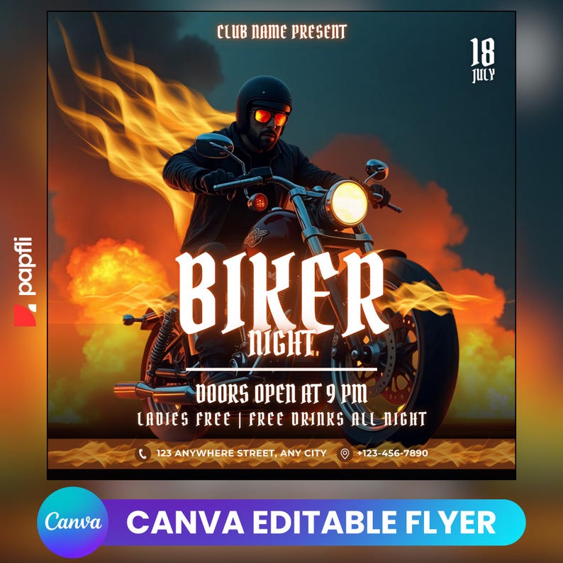 Editable Motorcycle Flyer Template for Canva, DIY Event Flyer, Party ...