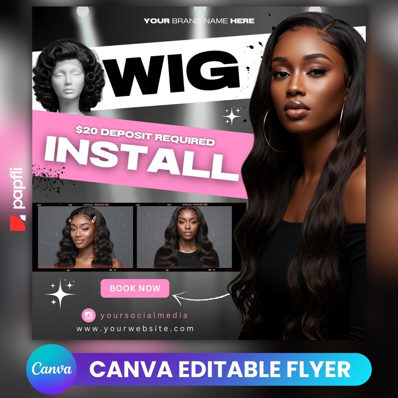 Editable Wig Install Flyer: Hairstylist Appointment Template (digital ...