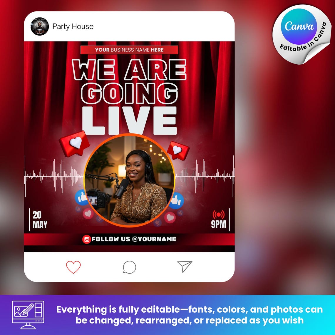 We Are Live Flyer, Instagram Live Editable Flyer, Business Flyer ...
