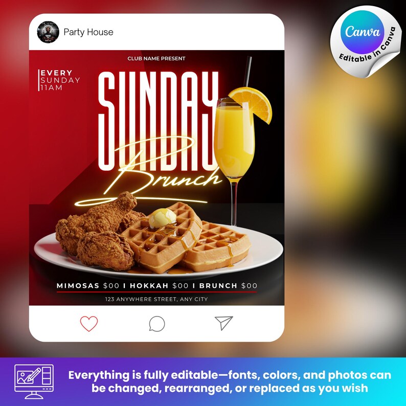 Editable Sunday Brunch Flyer Template: Restaurant Marketing (canva ...